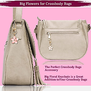 AGEN KGEN Cute Flower keychains for Women, Aesthetic Keychain Charms, Bag ＆ Purse Charms for Handbags ＆ Backpacks Accessories (Flowers-3Pcs)