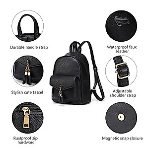 OUKUPA Small Fashion Backpack Purse for Women Girls,Leather Mini Backpack Designer Ladies Travel Shoulder Bag Teenage Girls Purses Daily Bookbag with Cute Tassel Lightweight