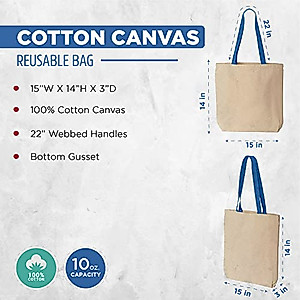 shop4ever Canada Leaf Cotton Canvas Tote Canadian Flag Reusable Shopping Bag 10 oz Natural - R Blue 1 Pack Colored Handle