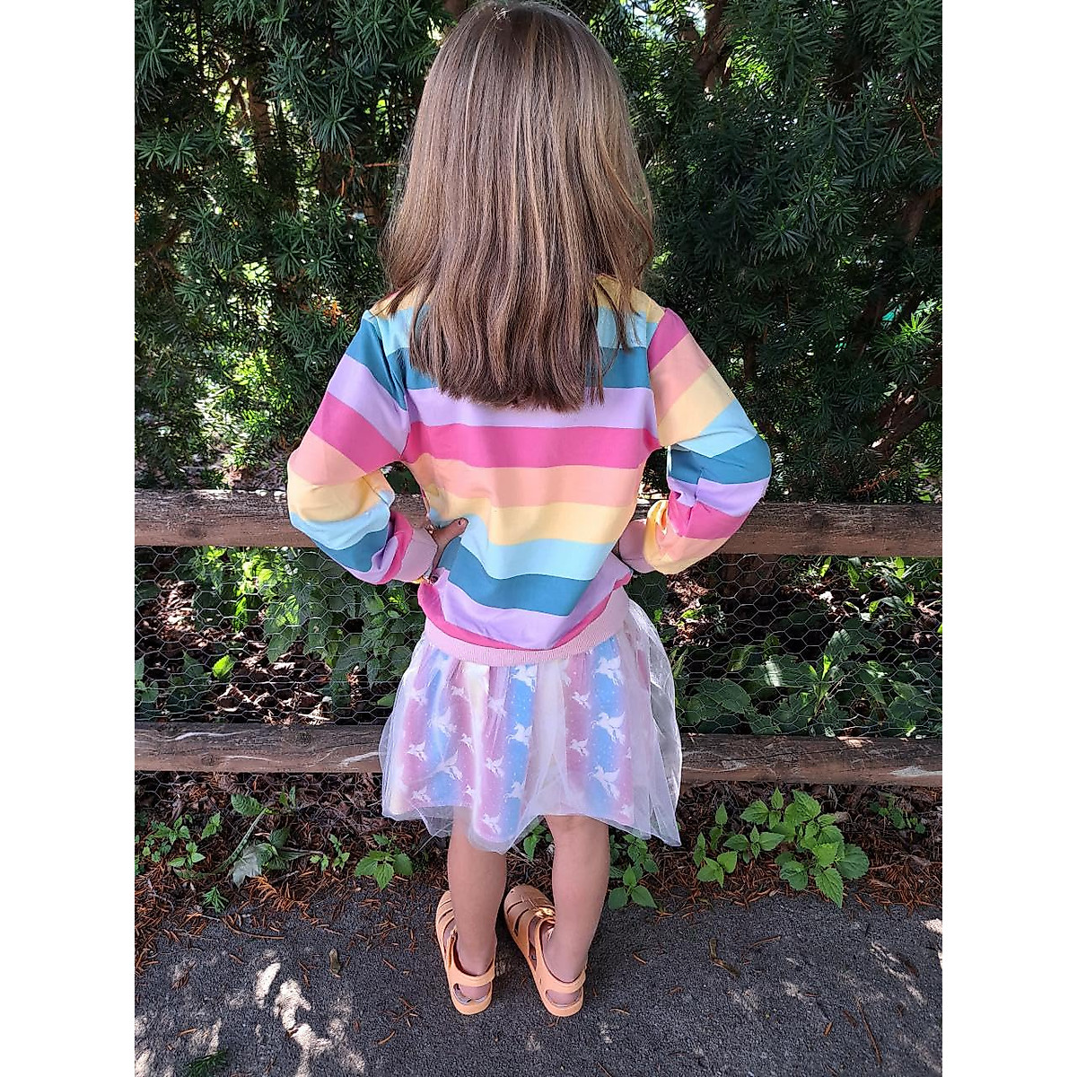 Kids Girls 2 Piece Valentine's Day Outfits Ruffle Sleeve Sweatshirts Tulle Sequins Skirt Dresses Clothes Toddler Heart Print Shirt Tutu Set 8t