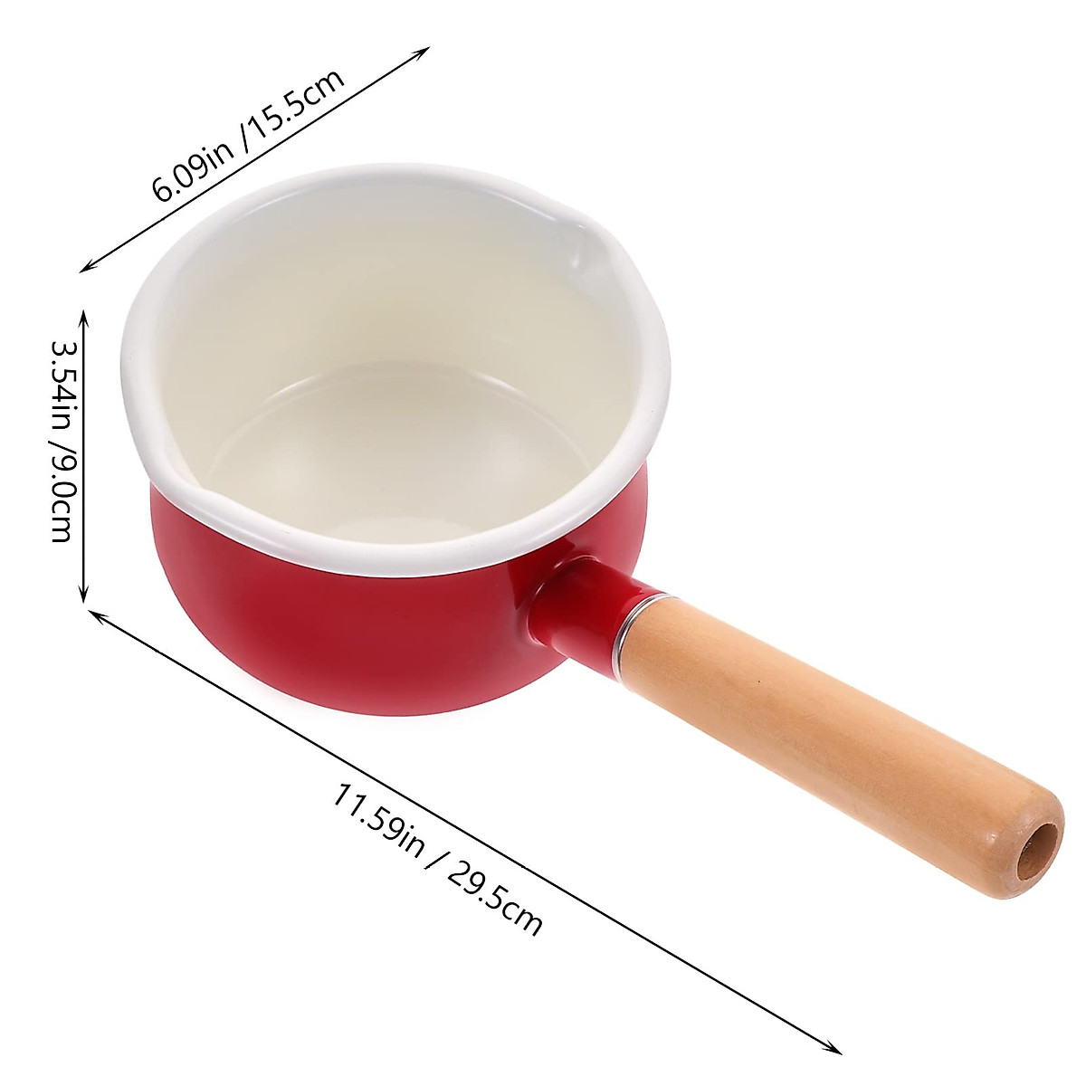 Kichvoe Stew Pot Enamel Milk Pot Wood Baby Multifunction Cooking Spoon Small Cookware