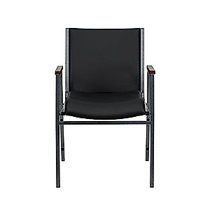 Flash Furniture 4 Pack HERCULES Series Heavy Duty Black Vinyl Stack Chair with Arms