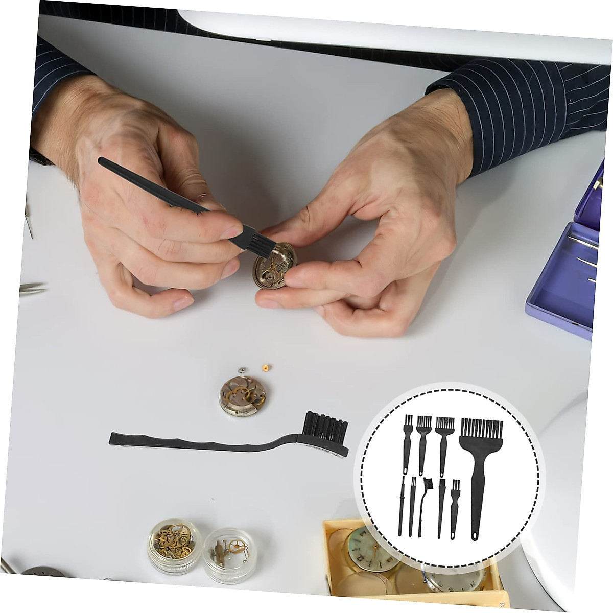 FOMIYES 3sets Razor Cleaner Brush Set Sturdy Non-shedding Brush for Shaver Razor Trimmer Cleaning Supplies 8pcs*3