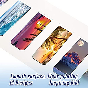 Magnetic Book Markers Adventure Magnetic Bookmarks Magnet Page Markers Set Assorted Book Marks for Students Reading, Landscape (12 Pieces)