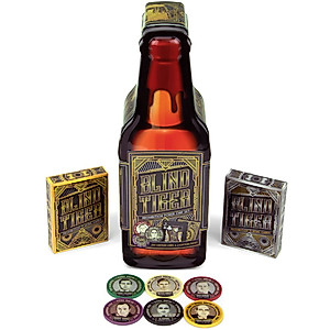 Beers & Bluffs & Blind Tiger, 2 Pack - Alcohol and Gangster 200 Denominated Poker Chip Sets & Playing Cards in Bottle Shaped Tin Case - Las Vegas Casino & Prohibition Theme Novelty Gift Box
