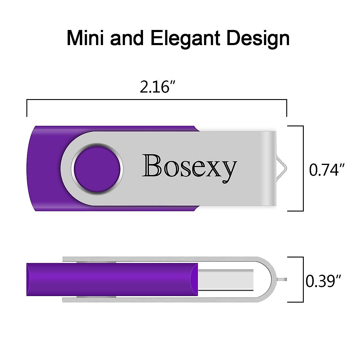 USB Flash Drives 32GB Bosexy Thumb Drive Swivel Bulk Memory Stick Pendrive with Led Indicator Mix Color, Black/Blue/Red/Green/Purple (5PCS, 32G Each)