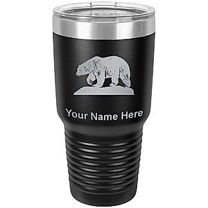 LaserGram 30oz Vacuum Insulated Tumbler Mug, Polar Bear, Personalized Engraving Included (Black)