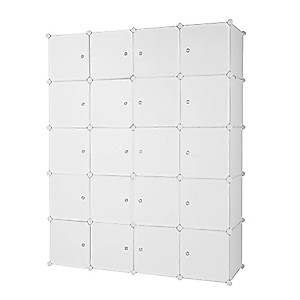 FOPEAS Maximize Space with Modular Cube Organizer - Stackable Plastic Closet Organizers with Hanging Rod Multifunctional Storage Cabinets and Shelves