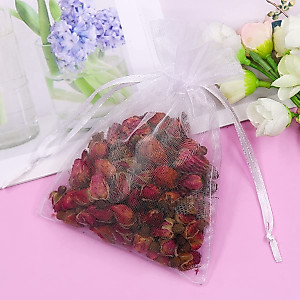 SumDirect 100PCS 3x4 Inches Organza Gift Bags with Drawstring-White