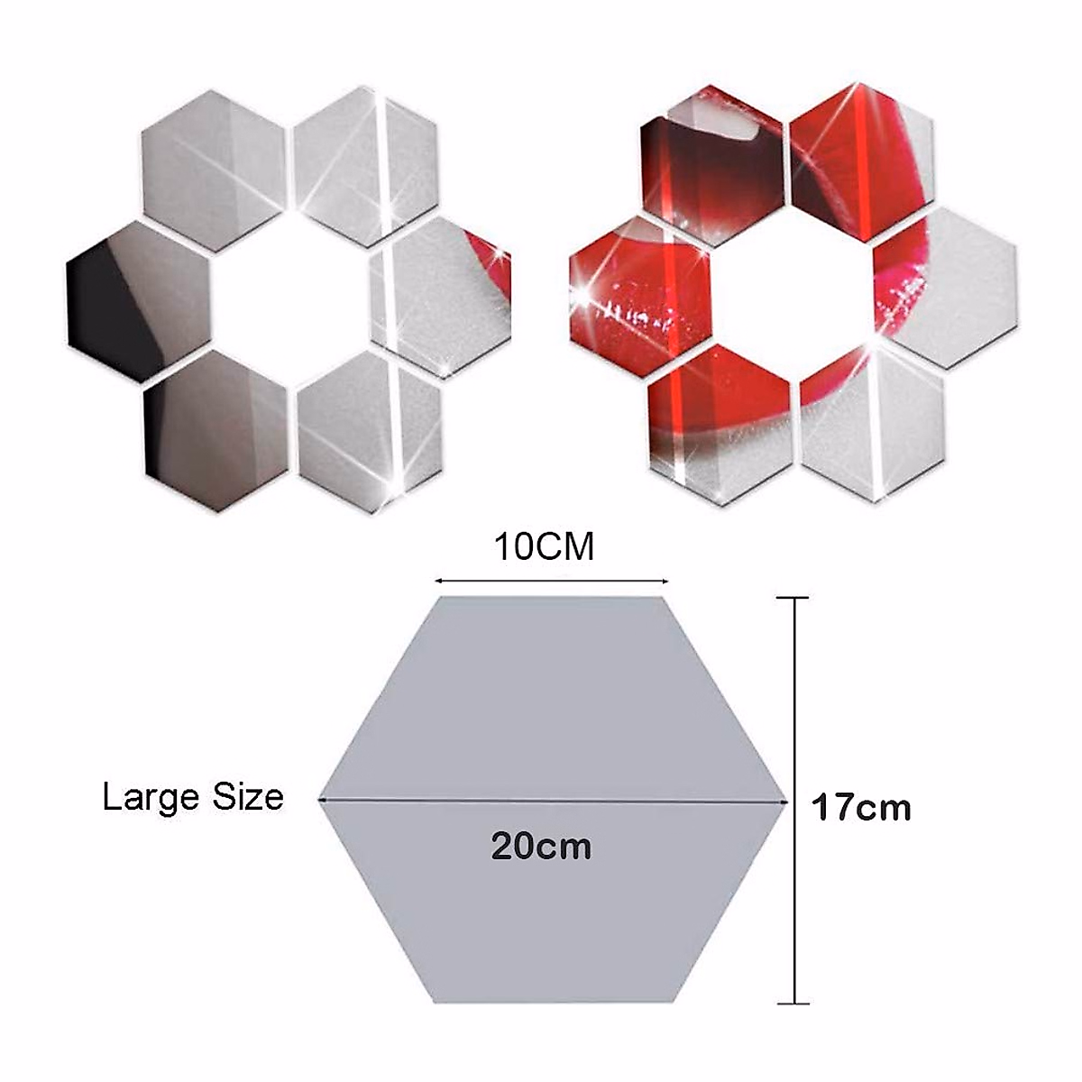 KimDaro Mirror Wall Stickers Non Glass Mirror Plastic Mirror 3D Hexagon Acrylic Mirror Wall Decor Self Adhesive Tiles (15 PCS)