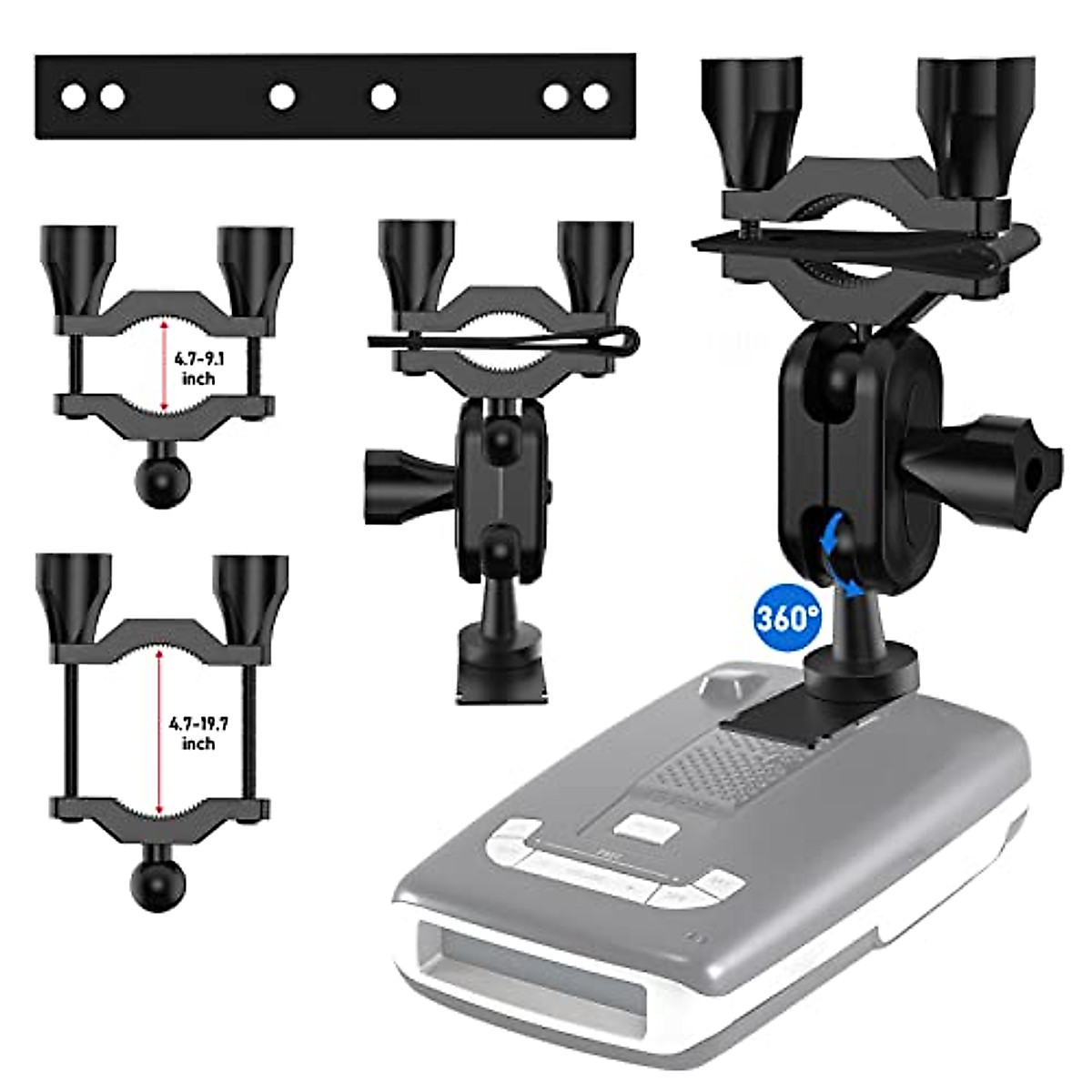 SDSACZMU Radar Detector Mount,Rearview Mirror Stem Radar Detector Mount,for Escort Max, Max2, MAX360 Radar (Not Compatible with MAX360C & MAX3, Not Applicable to Radar Mount with Magnetic Connection)
