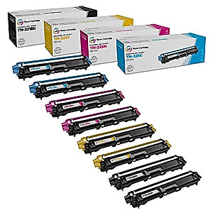 LD Compatible Toner Cartridge Replacements for Brother TN221 & TN225 High Yield (2 Black, 2 Cyan, 2 Magenta, 2 Yellow, 8-Pack)