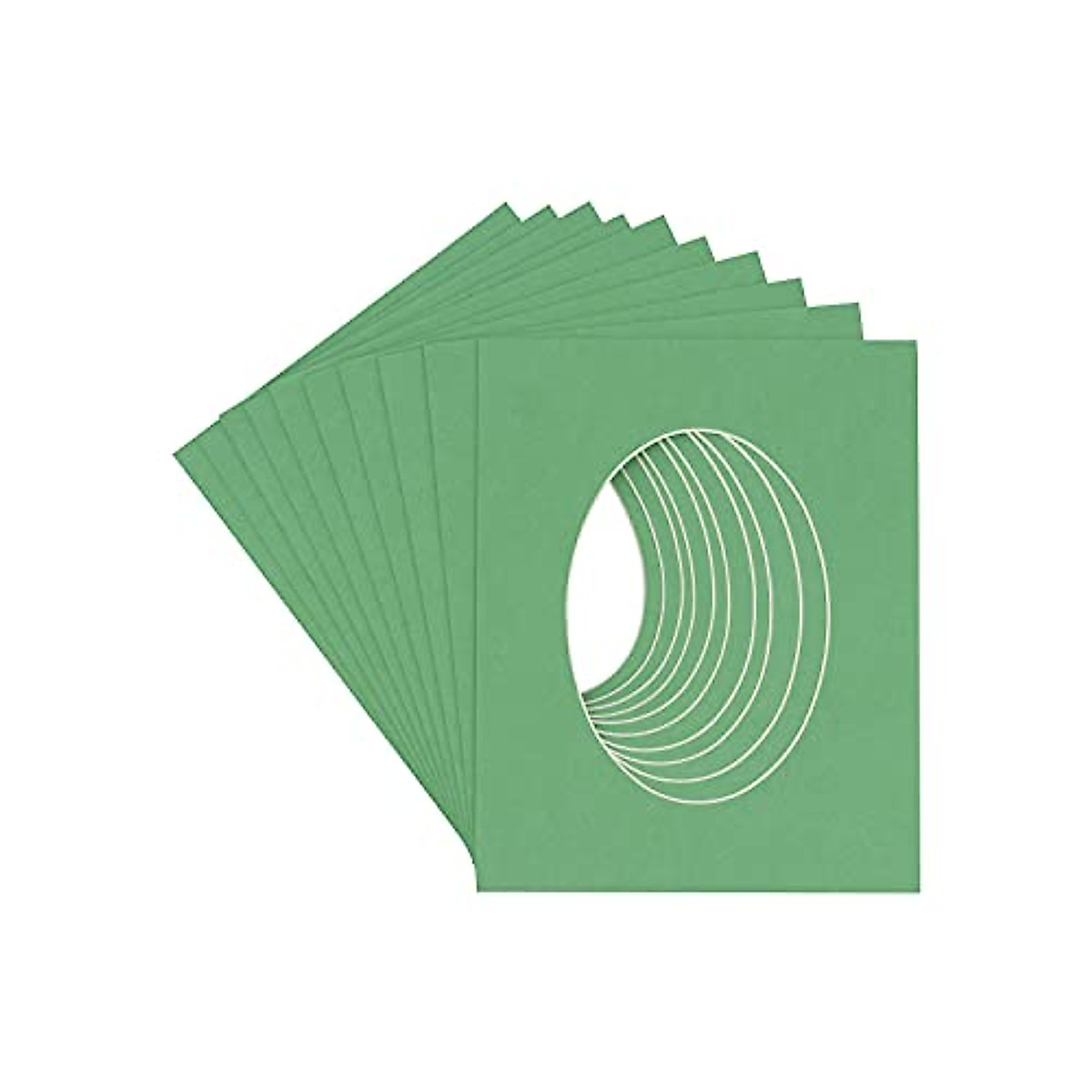 CountryArtHouse Turf Green Jade Acid Free 18x24 Oval Picture Frame Mat with White Core Bevel Cut for 15x19 Pictures - Fits 18x24 Frame - Pack of 10 Matboards