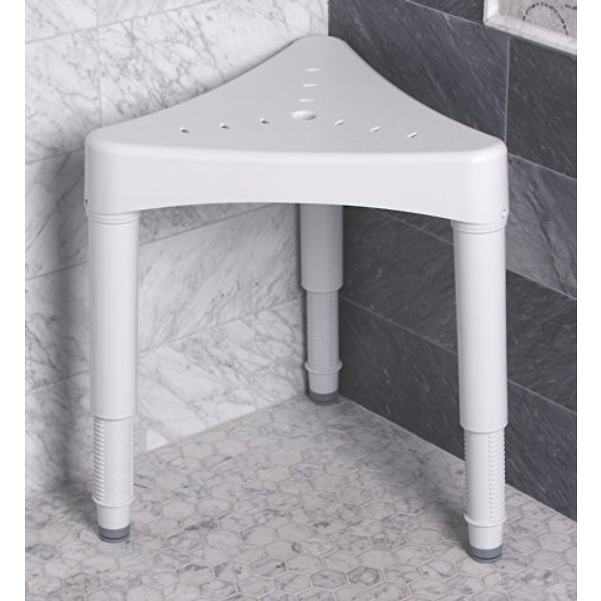 SP Ableware Corner Shower Seat with Adjustable Legs - White (727160000)