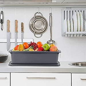 Jekiyo 13 L Plastic Bus Tray with Lid, 4 Pack Bus Tub Box, Grey