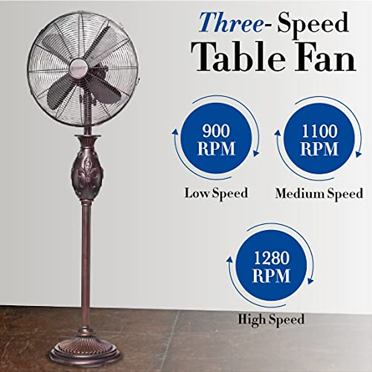 DecoBREEZE DBF0611 Pedestal Standing Floor Fan, 16-Inch, Fleur De Lis