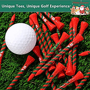 ZALORD Marry Christmas Golf Tees 3 1/4 Inch Unbreakable Pack of 60 Long Christmas Golf Tees Wood Reduce Side Spin and Friction (Christmas)