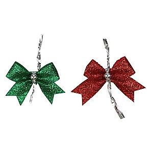 Crafters Square Mini Bows - Red and Green - 24 Mini Bows - Approximately 1 1/2 inches