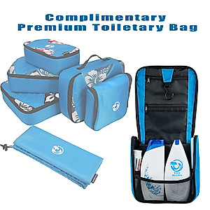 YOLLIT Pura Belleza Packing Cubes! 4 Ultralight and Durable Travel Bags + Laundry Bag + Complimentary Toiletry Bag. Keeps Luggage and Closet Organized. The #1 Packing Cube