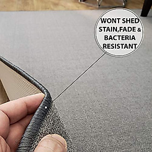 Rubber Backed Runner Rug, 22 x 60 inch, Solid Grey, Non Slip, Kitchen Rugs and Mats