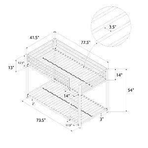 DHP Miles Metal Bunk Bed, Silver, Twin over Twin