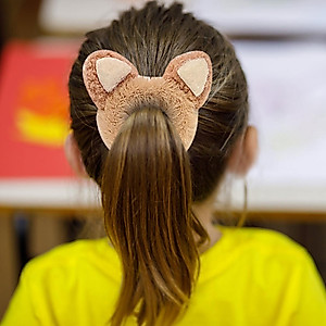 ZITIANY 2 PCS Furry Hair Ties Cute Animal Fluffy Hair Scrunchies Elastic Hair Bands Fuzzy Bobbles Ponytail Holders Hair for Women Girls A02#Bear Ears 2PC hair styling accessories