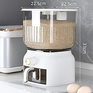 HOMHOLDON 10-15 Lbs Rice Dispenser,Large Grain Storage Container with Rice Cup Food Dispenser Kitchen Organizer for Rice,Beans,Grains,Cereal Dry Food,Small Pantry Food (Square)