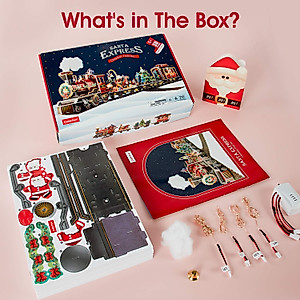 3D Puzzles for Adults Kids LED Christmas Train Sets for Under Christmas Tree, Musical Steam Santa Express Christmas Decorations with Lights, Christmas Decor Model Kit, Gifts for Women Men, 218 Pieces