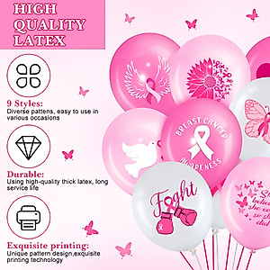 45 Pcs Breast Cancer Awareness Balloons Pink Ribbon Latex Balloons Breast Cancer Balloon Bundle for Women Home Office Breast Cancer Awareness Party Supplies Indoor Outdoor Decor, 12 Inch