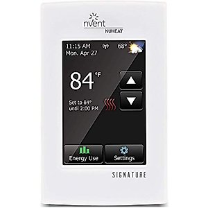nVent NUHEAT SIGNATURE Programmable WiFi Dual-Voltage Floor Heating Thermostat with Touchscreen Interface, Compatible with Alexa, Google Assistant, nest and IFTTT