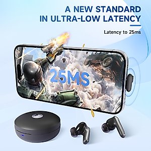 PRISMXR Wireless Gaming Earbuds Compatible with PS5/4, Meta Quest 3S/Quest 3/Quest 2, 25ms Low-Latency, 2.4GHz Bluetooth for Steam Deck, Switch, PC (USB-C Dongle Included) - Vega T1