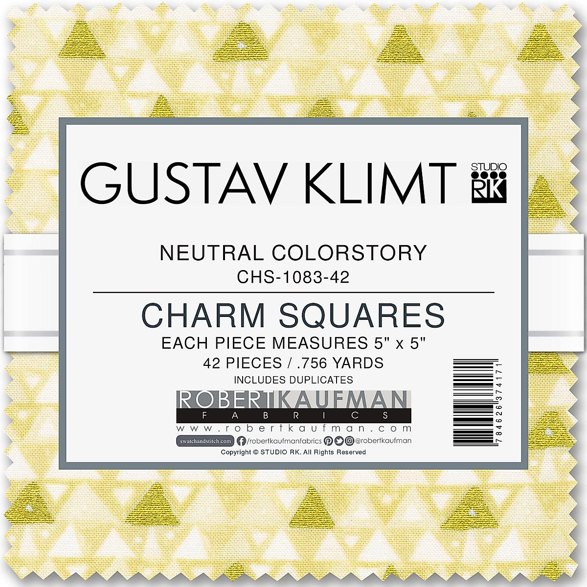 Gustav Klimt Neutral Charm Square 42 5-inch Squares Charm Pack Robert Kaufman Fabrics CHS-1083-42