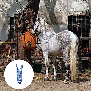 Slow Horse Feeder Bag Feed Hay Net Horse Feeding Mesh Bag Hay Hanging Storage Fruit Veggies Food Feeder for Farm Animals Livestock Poultry Hen Goose Duck Slow Feed hay Bag Blue Horse Feeding hay Bag