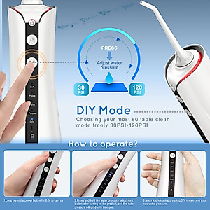 TUREWELL Water Flosser for Teeth with DIY Modes, Rechargeable and Portable Dental Oral Irrigator,300ML Water Tank with IPX7 Waterproof for Home Travel