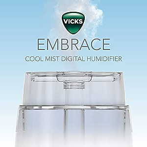 Vicks Embrace Cool Mist Top Fill Humidifier  (VUL900), White – Cool Mist Humidifier Top Fill for Bedroom or Office