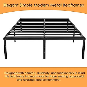 BetLife California King Size Bed Frame with Stronger Steel Slat Support/ 16 Inch High Non- Slip Platform/Noise Free Mattress Foundation/No Box Spring Needed/Black