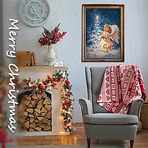 LazyFold Christmas Diamond Painting Kits,Full Drill Round Diamond Art Angel Praying Winter Diamond Painting for Adults Beginners,Christmas Gift,Wall Decor(12"x16")