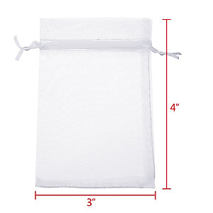 Boshen 100/200PCS Organza Gift Candy Sheer Bags Mesh Jewelry Pouches Drawstring Bulk for Wedding Party Favors Christmas 3"x4" 4" X 6" 5"x7" (3" X 4"(100PCS), White)