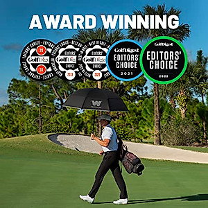 Weatherman Umbrella - Golf Umbrella - Windproof Sports Umbrella Resists Up to 55 MPH Winds - Available in 2 Sizes (62 inch, White)