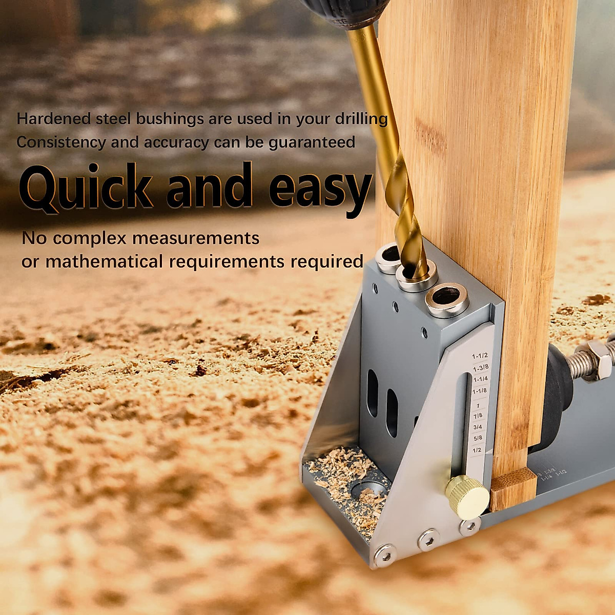 GDDGHS Pocket Hole Jig Kit Woodworking, Pocket Screw Jig with Drill Bits, Drill Jig for Angled Holes, Pocket Jig Hole Kit, Dowel Jig Kit Woodworking Tools