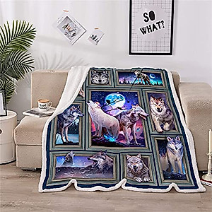 CYREKUD Wolf Blanket,Wolf Gifts for Men Throw Blanket, Wolf Gifts for Women Girls,Wolf Gifts for Wolf Lovers,Soft Warm Cozy Wolf Blanket for Office Home Bedroom Sofa Couch Decor 50"x 60"