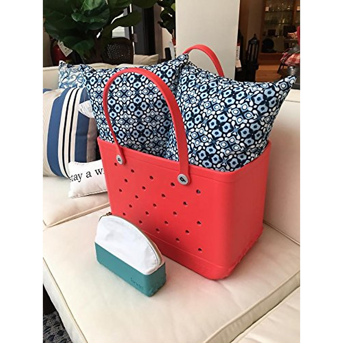 BOGG BAG Original X Large Waterproof Washable Tip Proof Durable Lightweight Cute Open Tote Bag for the Beach Boat Pool Sports 19x15x9.5 - Durable Rubber Bags For Women - Patented Design