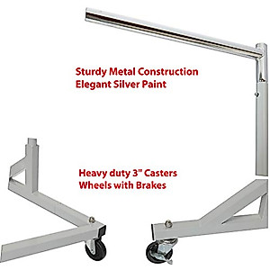 Simple Houseware Industrial Grade Z-Base Garment Rack, 400lb Load with 62" Extra Long bar w/Clear Cover and Tube Bracket