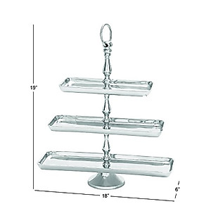 The Novogratz Aluminum 3 Level Tiered Server, 18" x 6" x 19", Silver