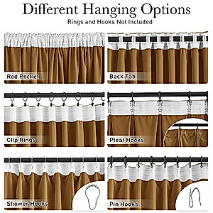 StangH Velvet Curtains 84 inches - Gold Brown Blackout Thermal Insulated Window Drapes for Living Room, Back Tab Luxury Home Decor Curtains for Bedroom Sliding Door, W52 x L84, 2 Panels