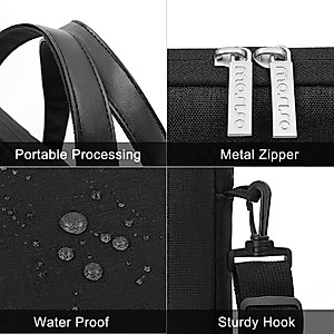 MOSISO Laptop Shoulder Bag Compatible with MacBook Pro 16 2023-2019 M2 A2780 M1 A2485 A2141,15-15.6 inch Notebook, Polyester Sleeve with Front Button Pocket&Fix Handle&PU Leather Bottom&Belt, Black