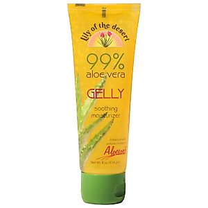 Lily Of The Desert Gelly Moisturizer - 99% Organic Aloe Vera Gel for Skin, After Sun Care with Aloe, Vitamin E Oil, and Vitamin C for Sunburn Relief, 4 Fl Oz