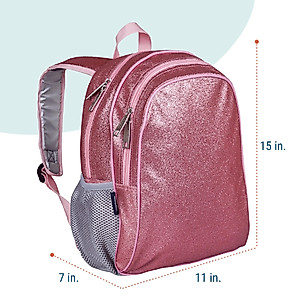 Wildkin 15-inch Kids Backpack – Durable, Padded, Adjustable for School & Travel - Pink Glitter