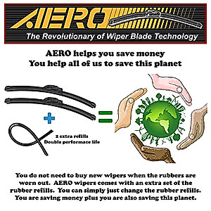 AERO Avenger 28"+28" I&L Pinch Tab Premium All-Season Beam Windshield Wiper Blades OEM Replacement for Ford Edge Escape Focus with Extra Rubber Refill + 1 Year Warranty (Set of 2)