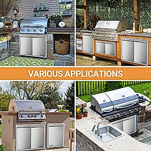 IKARE BBQ Outdoor Kitchen Doors 26 x 24 Inch, Grill Door Stainless Steel Doors, Double Door Access Door for Outdoor Kitchen Island(26 x 24 Inch)